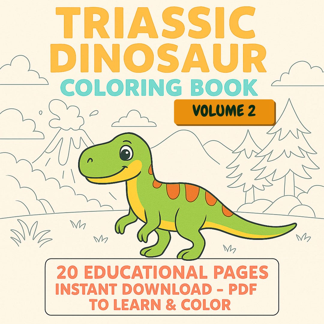 Triassic Dinosaur Coloring Book: 20 Prehistoric Science Activity (PDF ...