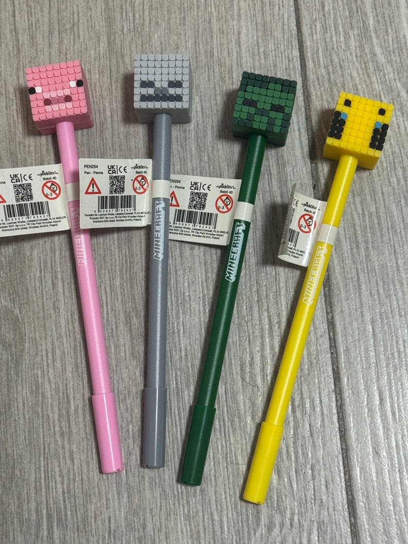 Minecraft Gel Pen | Pig, Bee, Zombie, Skeleton Designs - Etsy