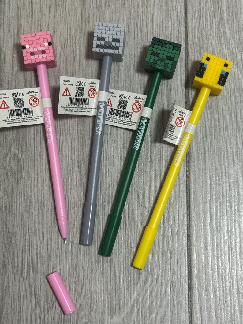 Minecraft Gel Pen | Pig, Bee, Zombie, Skeleton Designs - Etsy