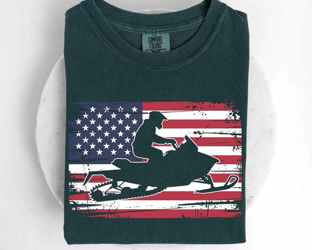 Patriotic Snowmobile Shirt – USA Flag Snowmobiler Tee – American ...
