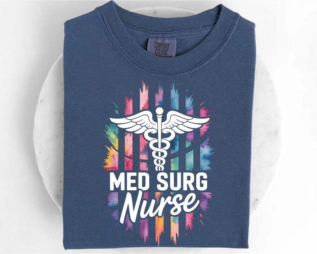 Med Surg Nurse Comfort Colors Shirt – Rainbow Caduceus Graphic Tee - Etsy