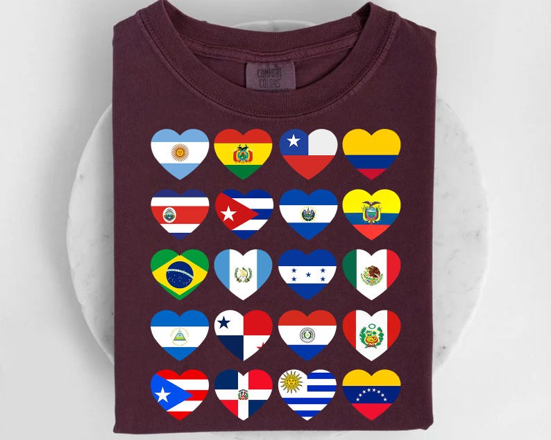 Latin American Flags Heart Shirt: Hispanic Heritage Pride Tee - Etsy