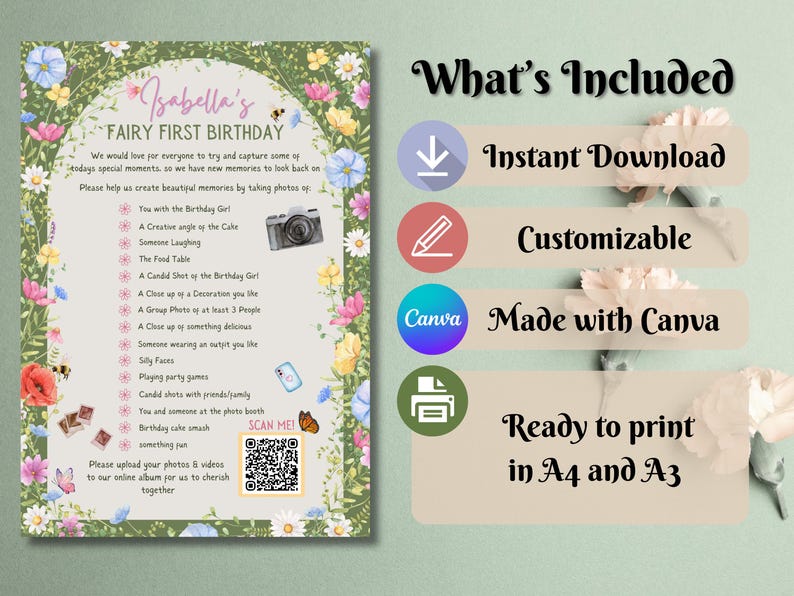 Birthday Photo Scavenger Hunt Poster | Editable Canva Template ...