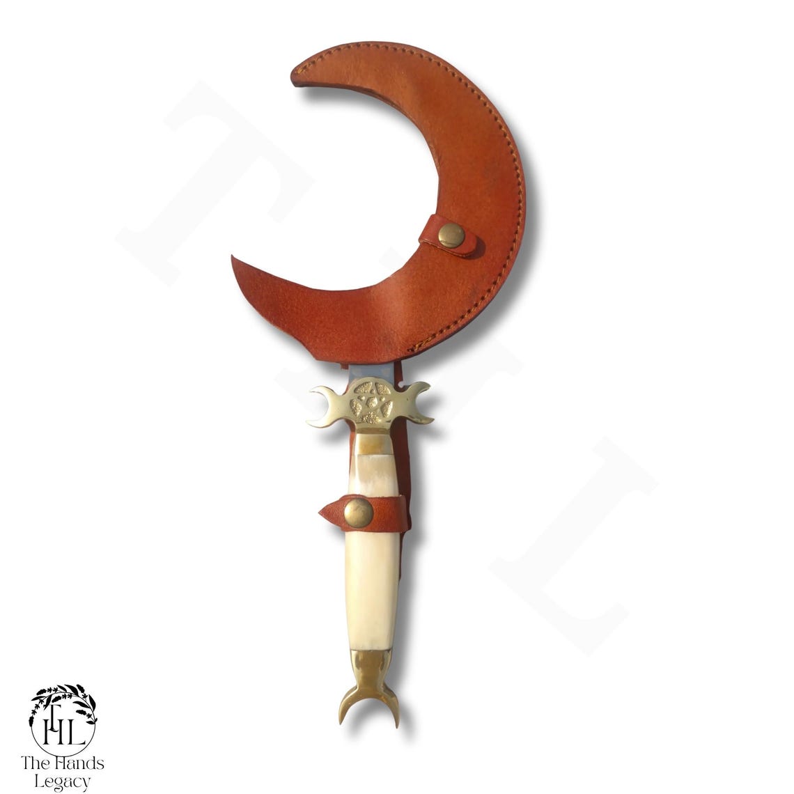 Handmade Crescent Moon Boline Knife: Carbon Steel & Camel Bone Altar ...