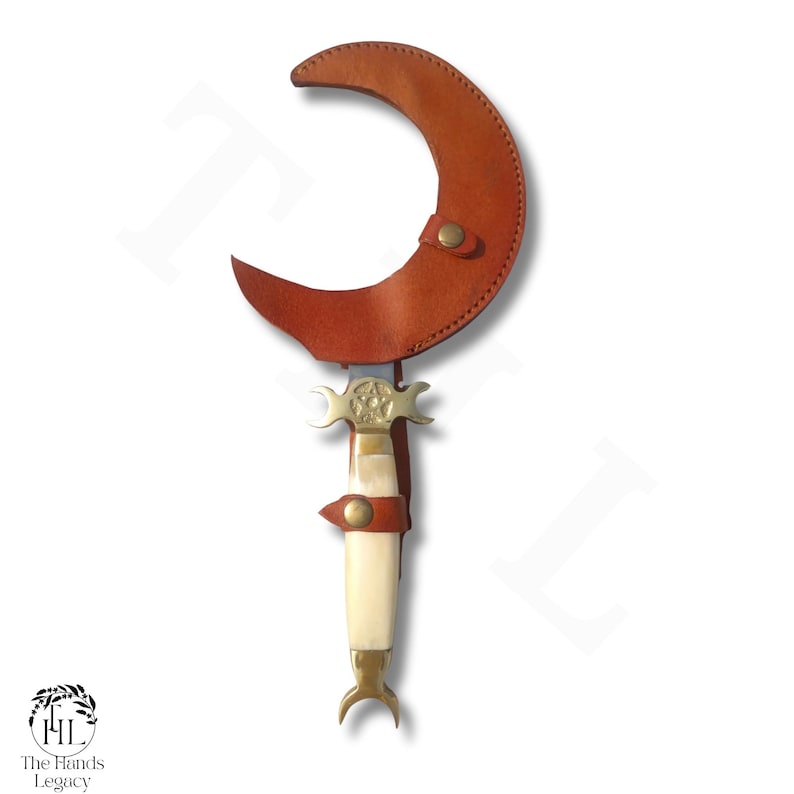 Handmade Crescent Moon Boline Knife: Carbon Steel & Camel Bone Altar ...