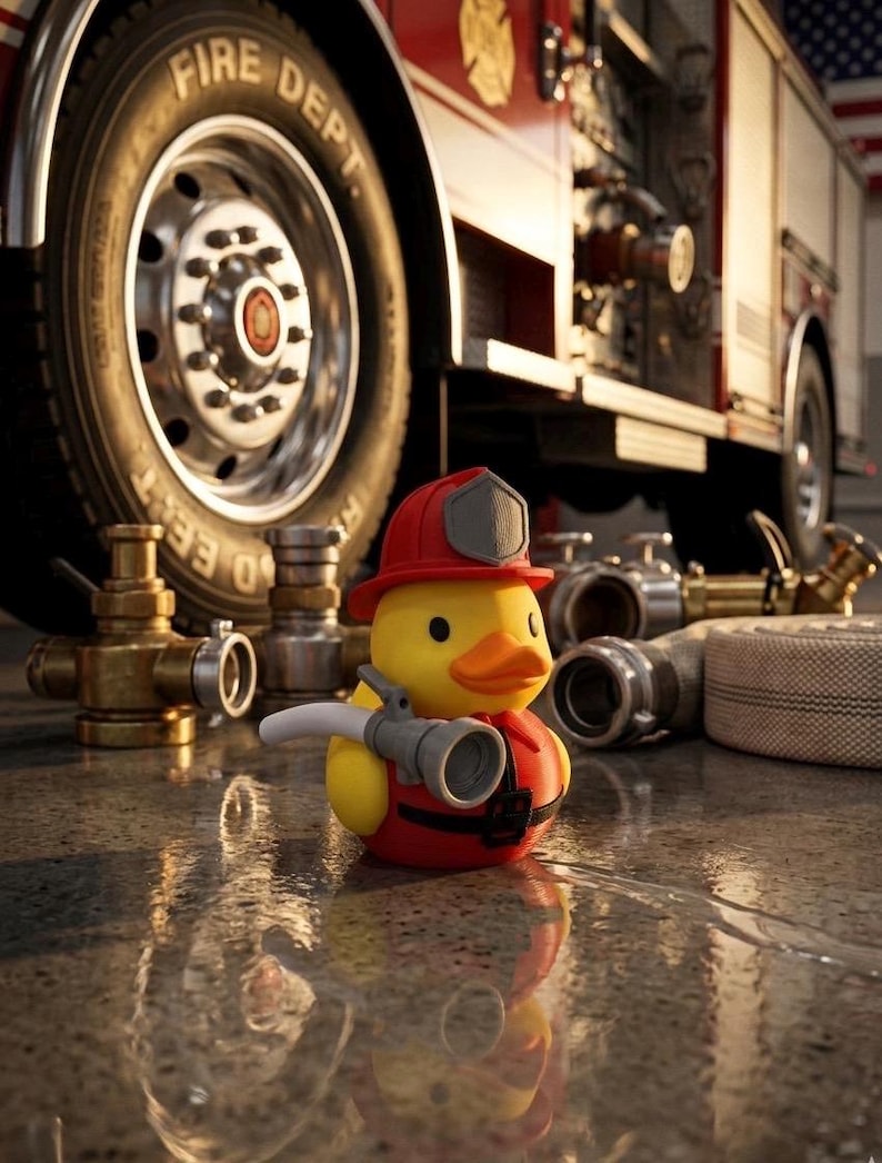 3D Printed Firefighter Duck | Dress up Themed Duck | Fire Station Desk ...