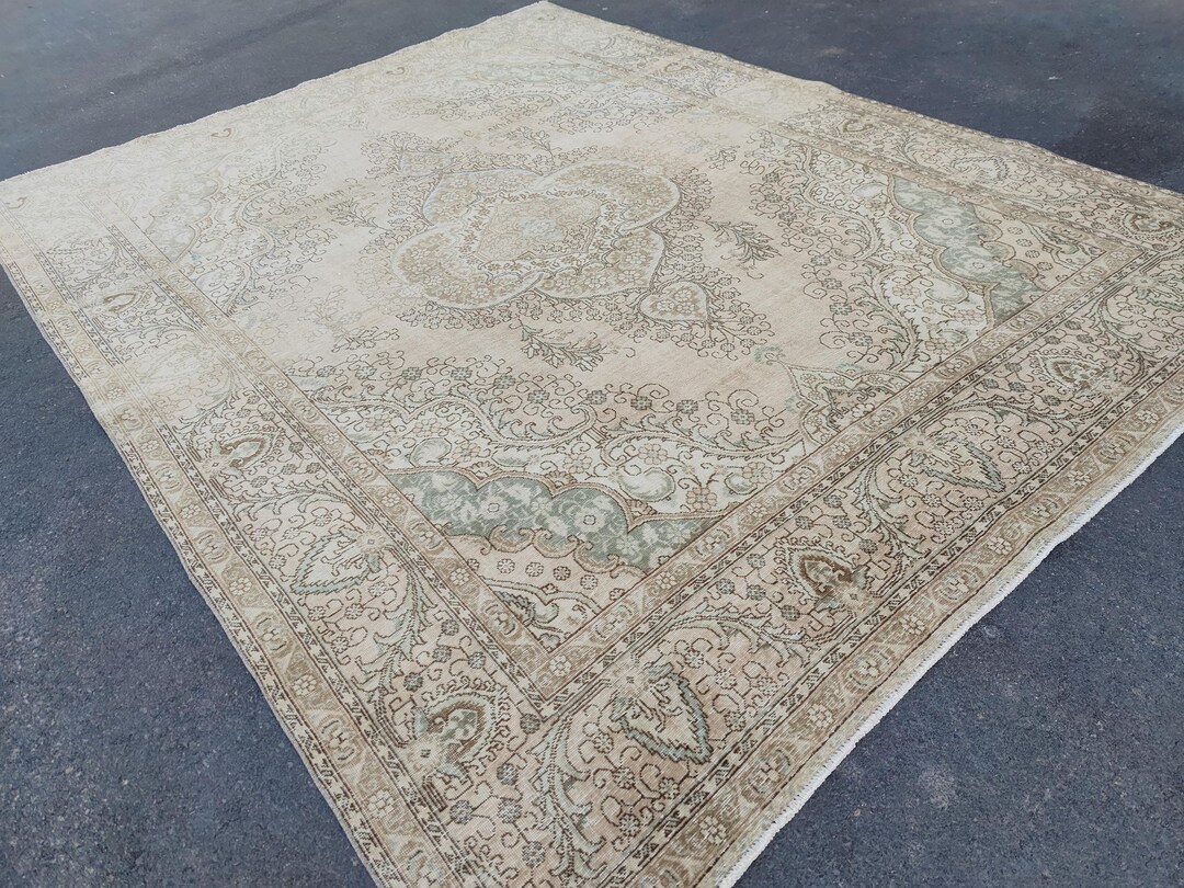 Alfombra persa neutra de 23 x 30 cm, color verde y beige: decoración ...