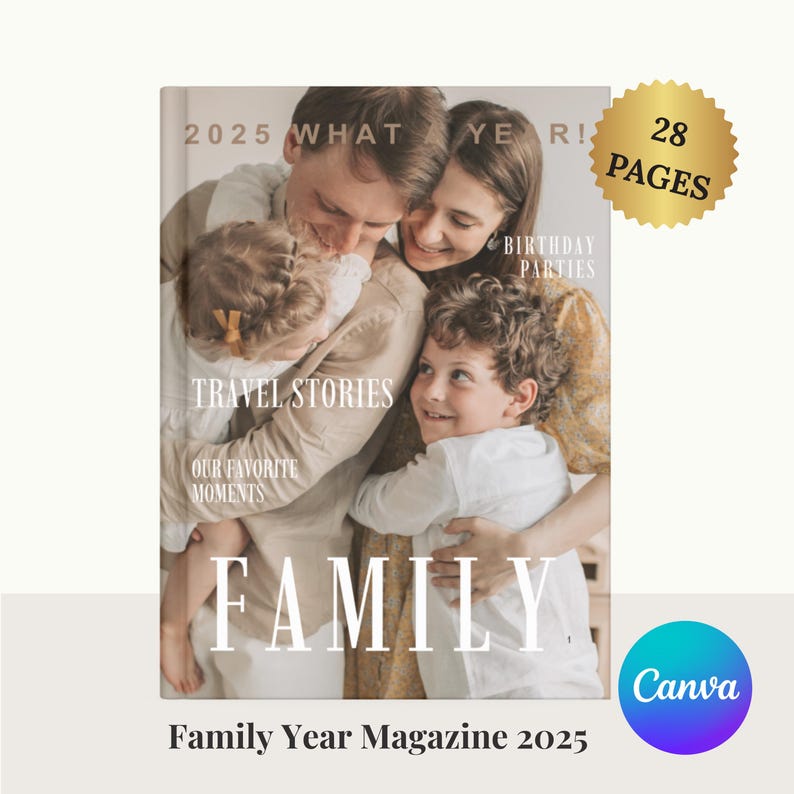 Family Magazine 2025 Canva Template, Personalized Gift (instant ...