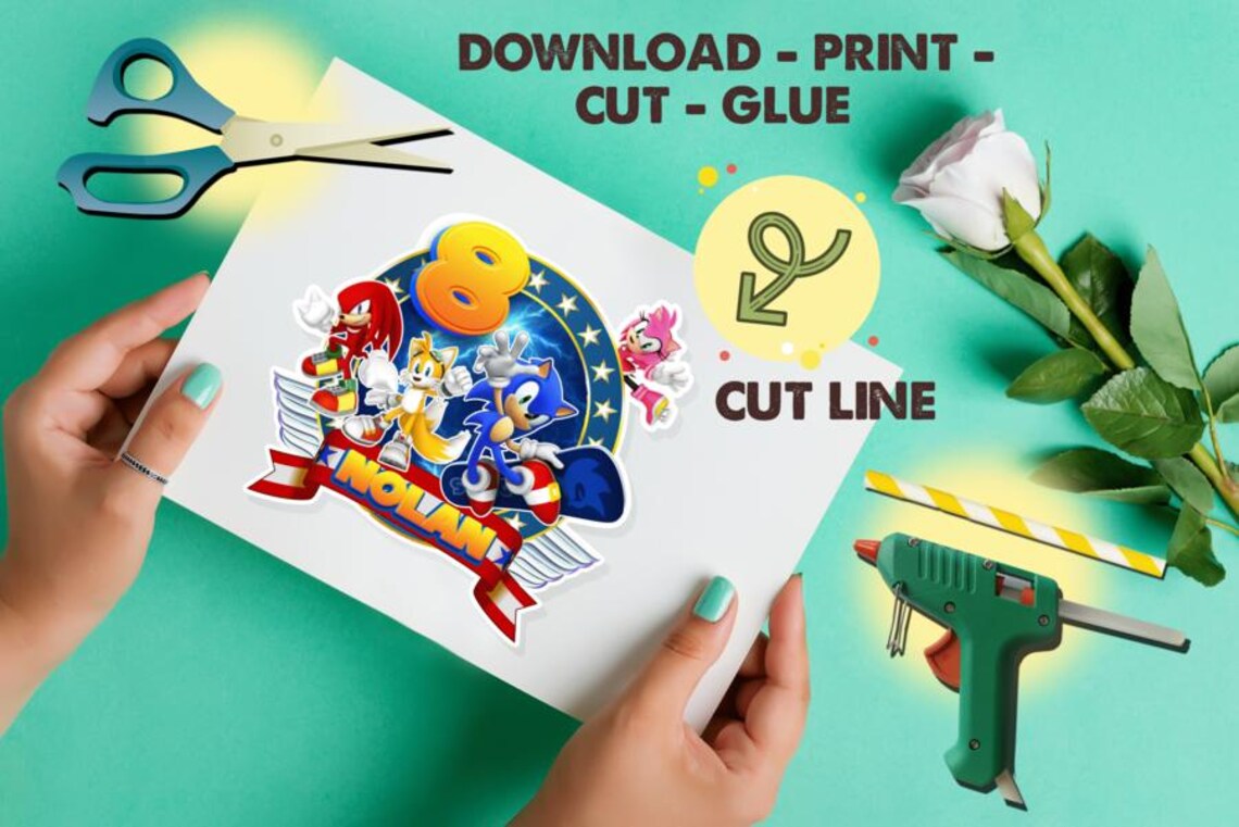 DIGITAL FILE - Sonic V2 PRINTABLE Cake Topper, the Hedgehog Birthday ...