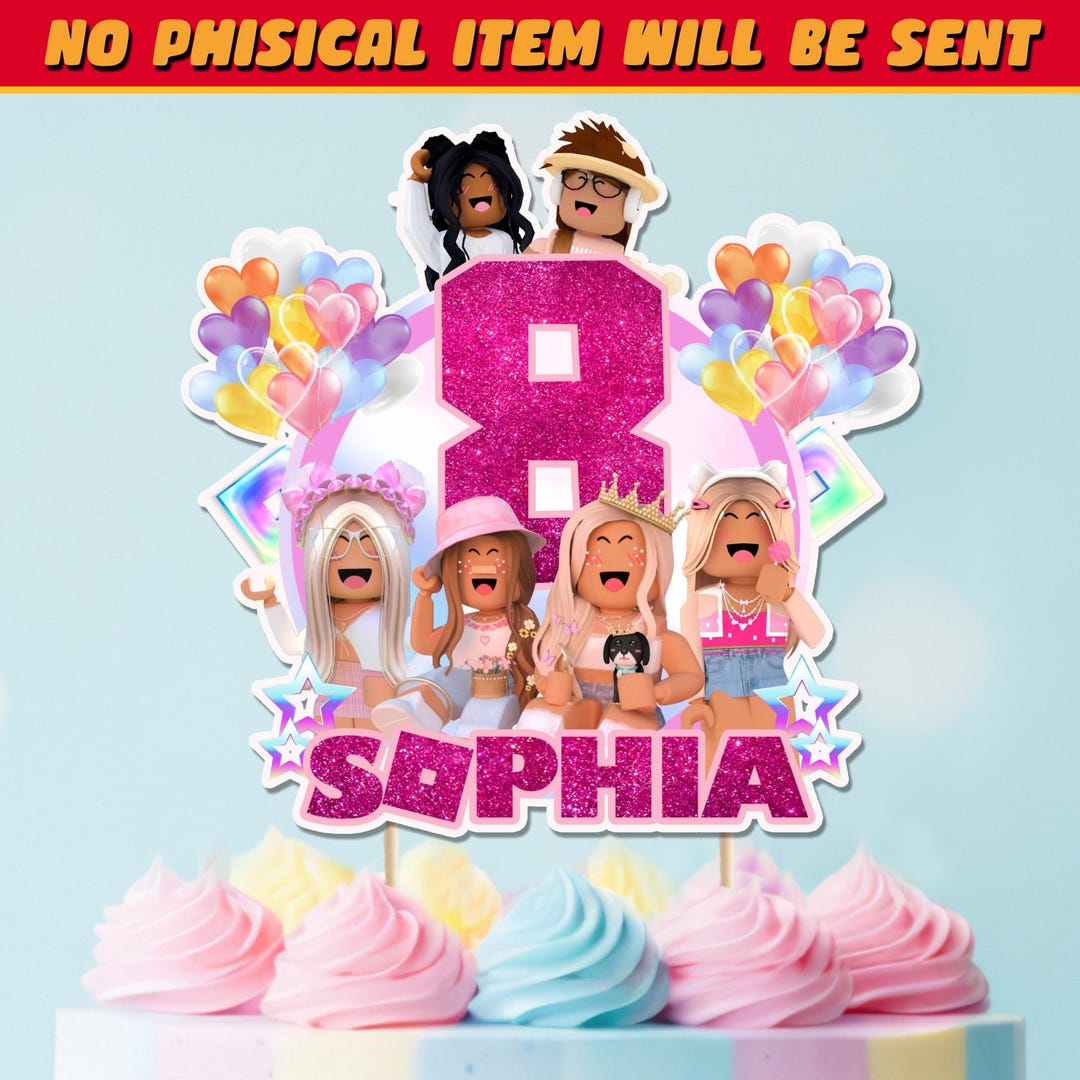 DIGITAL FILE - Roblox Girls PRINTABLE Cake Topper, Roblox Game Birthday ...