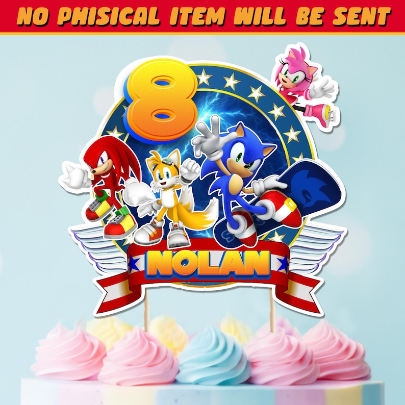 DIGITAL FILE - Sonic V2 PRINTABLE Cake Topper, the Hedgehog Birthday ...