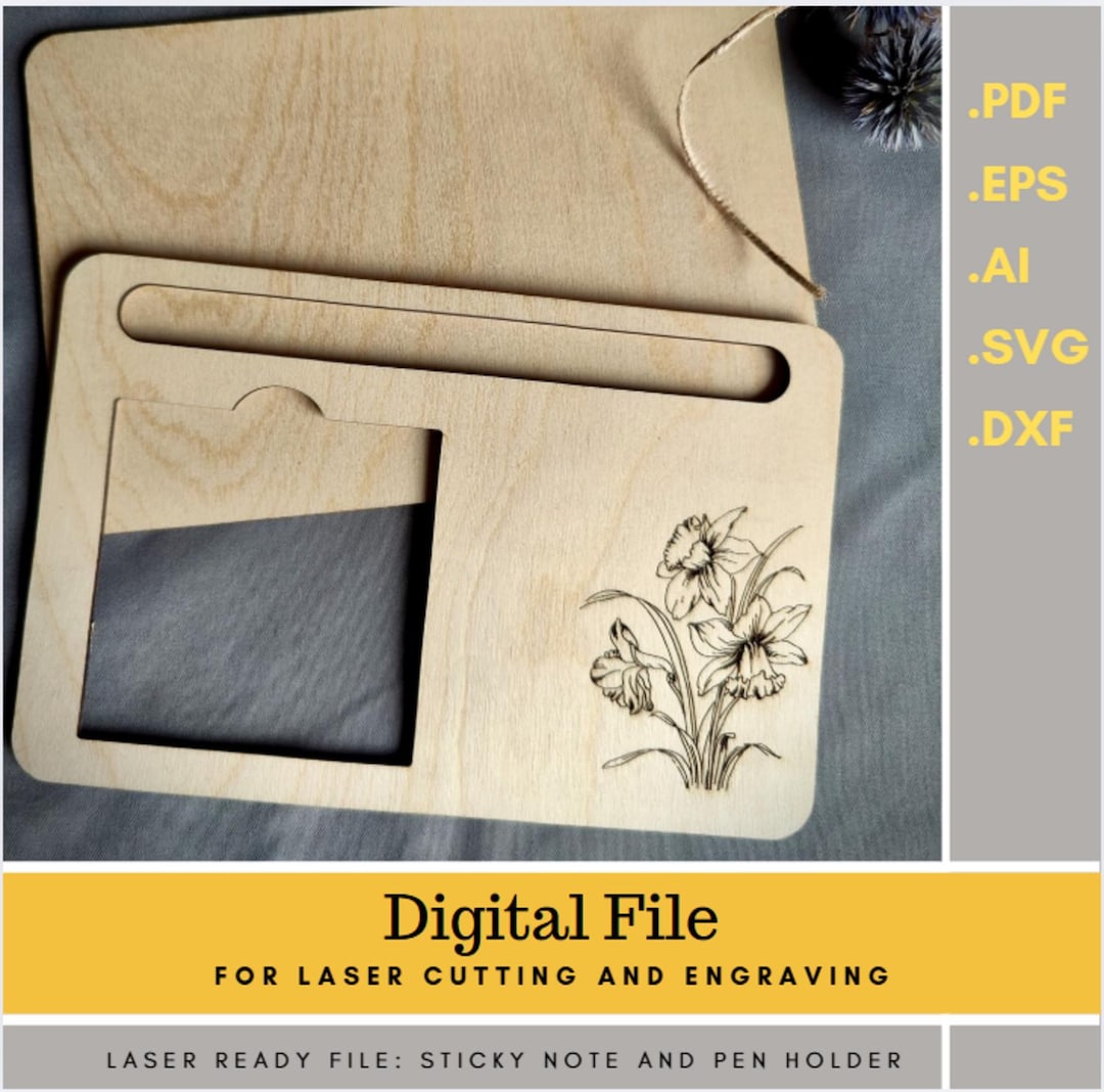 Laser Cut Sticky Note & Pen Holder: Teacher Desk Organizer (digital ...