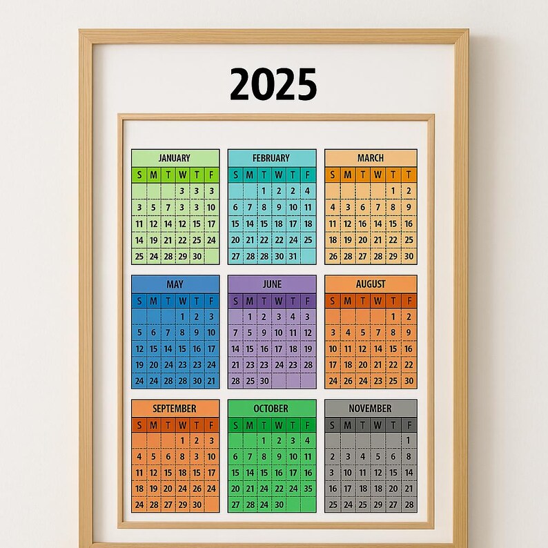 Colorful Printable Monthly Calendar | Undated Planner Template | A4 PDF ...