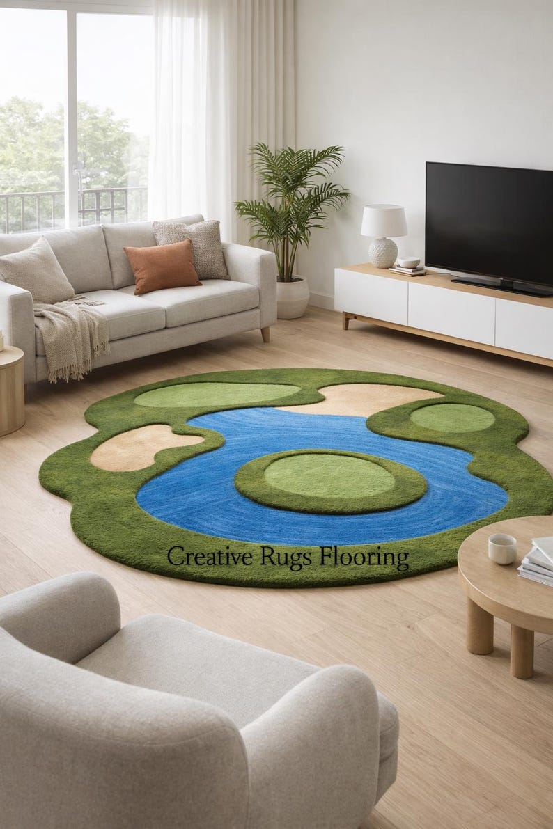 Mini Golf Putting Green Rug | Game Room, Man Cave Decor - Etsy