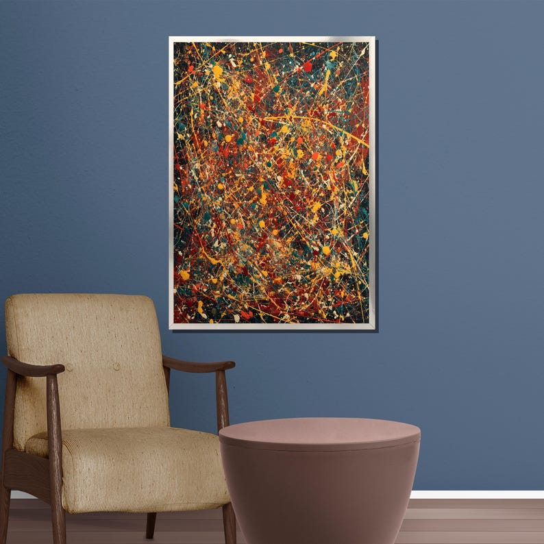 Jackson Pollock Abstract Canvas Painting – Ready to Hang Colorful ...