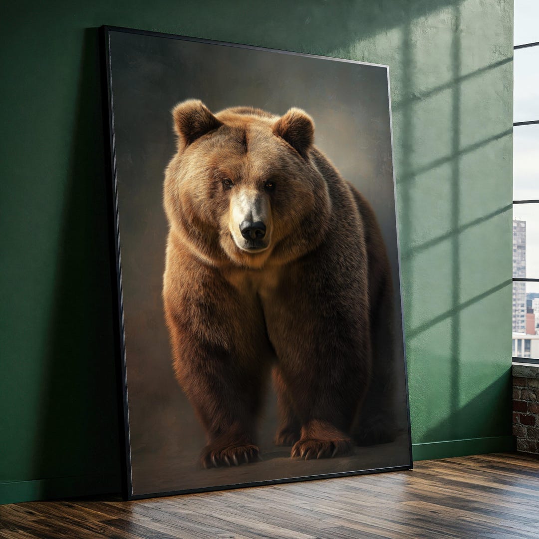Majestic Brown Bear Canvas Wall Art, Wildlife Animal Portrait ...