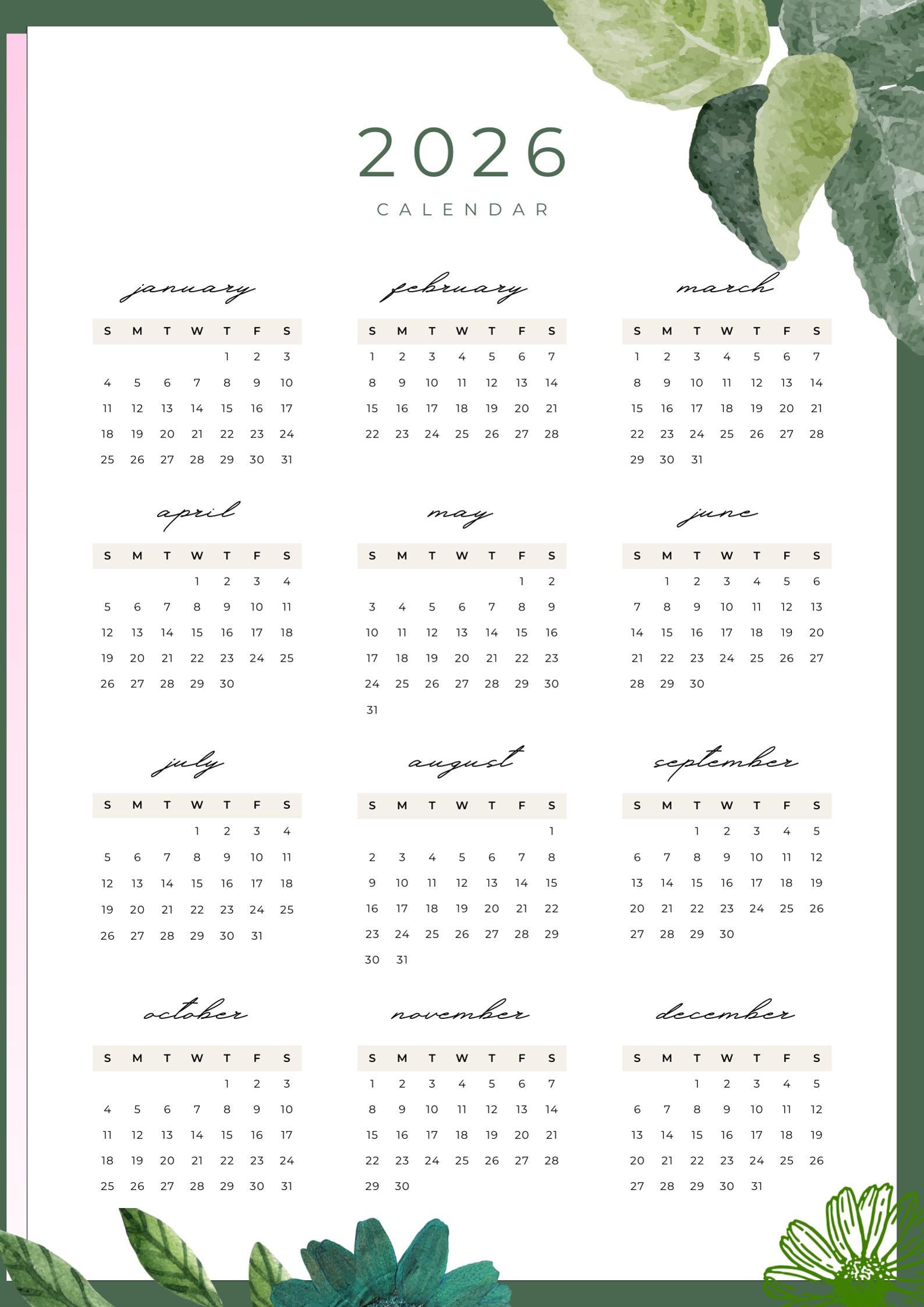Modern 2026 Calendar, Minimalist Wall Art, Coastal & Boho Decor ...
