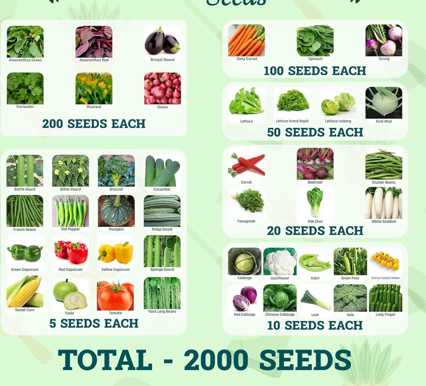 45 Varieties of Vegetable Seeds for Home Garden, Organic & Hybrid ...