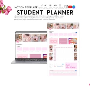 Academic Planner 2026, Notion Study Template, Assignment Tracker, Pink, Student, University ...