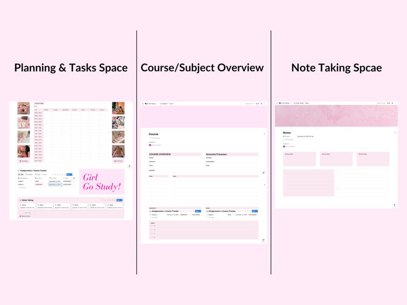 Academic Planner 2026, Notion Study Template, Assignment Tracker, Pink, Student, University ...