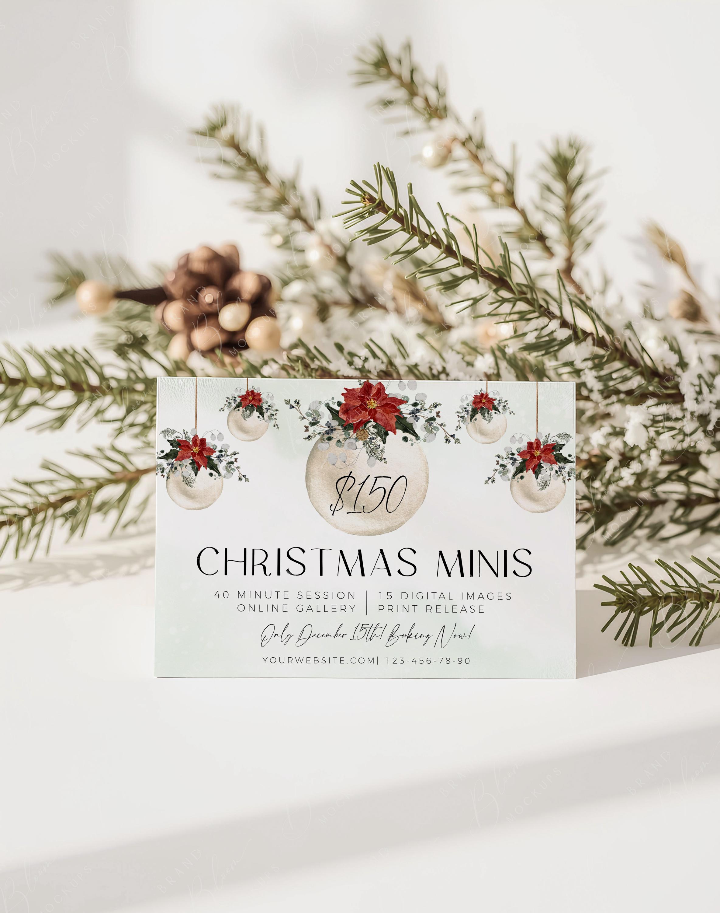 Boho Winter Gift Card Template, Christmas Greeting Postcard Mock-up ...
