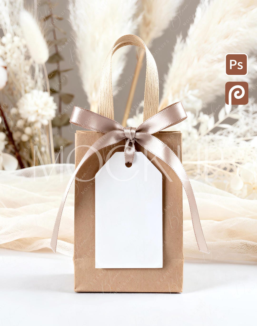 Boho Gift Favor Label Template 2x3.5 PSD, Thank You Tag Mockup ...