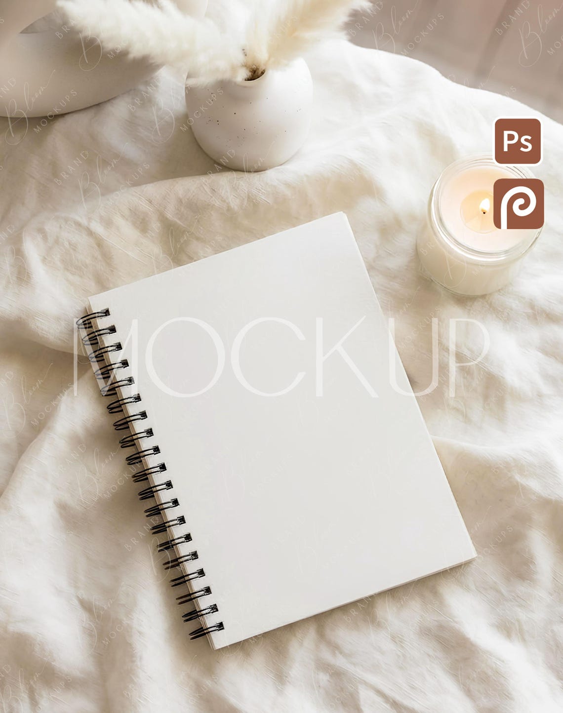 Black Spiral Blank Notebook Journal Mockup, 6x8 Planner Template PSD ...