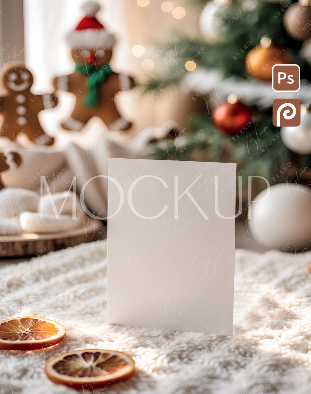 Winter Gift Card Mockup, New Year Holiday Invitation 5x7 Template ...
