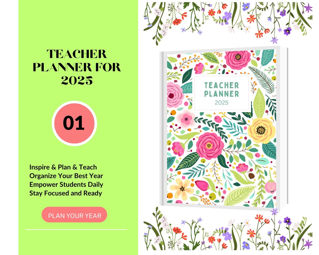 2025 Teacher Planner – Floral Design, Printable School Diary (digital ...
