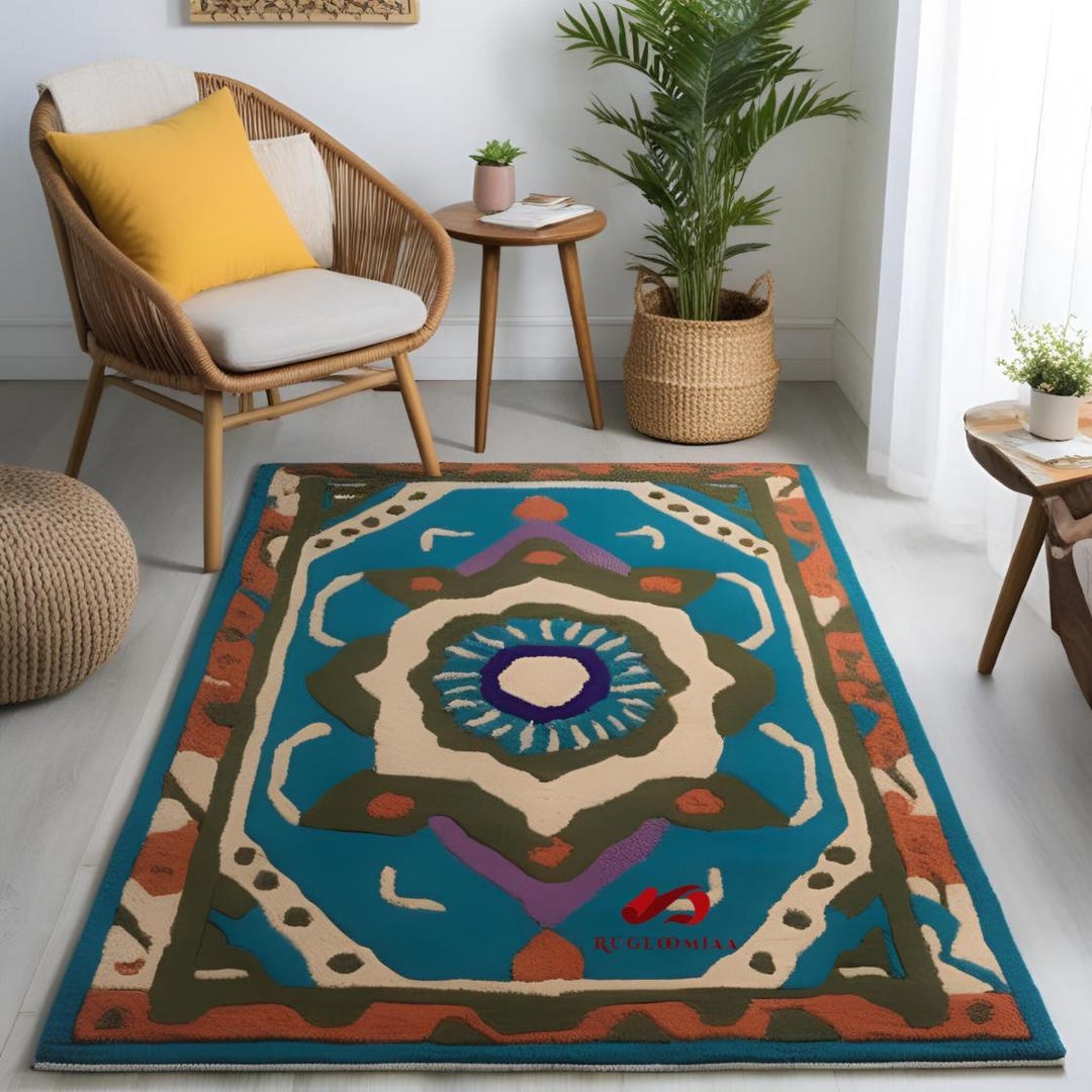 Chakra Meditation Wool Rug – Hand-tufted Multicolor Carpet for Yoga ...