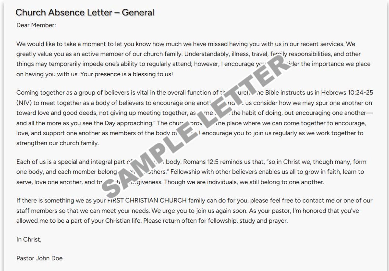 1200+ Church Letter Templates: Editable Ministry Letters (digital ...