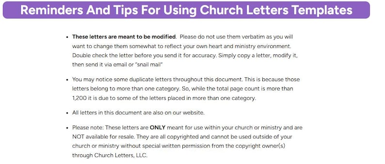 1200+ Church Letter Templates: Editable Ministry Letters (digital ...