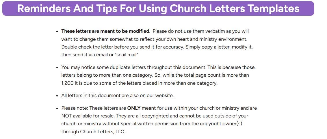 1200+ Church Letter Templates: Editable Ministry Letters (digital ...