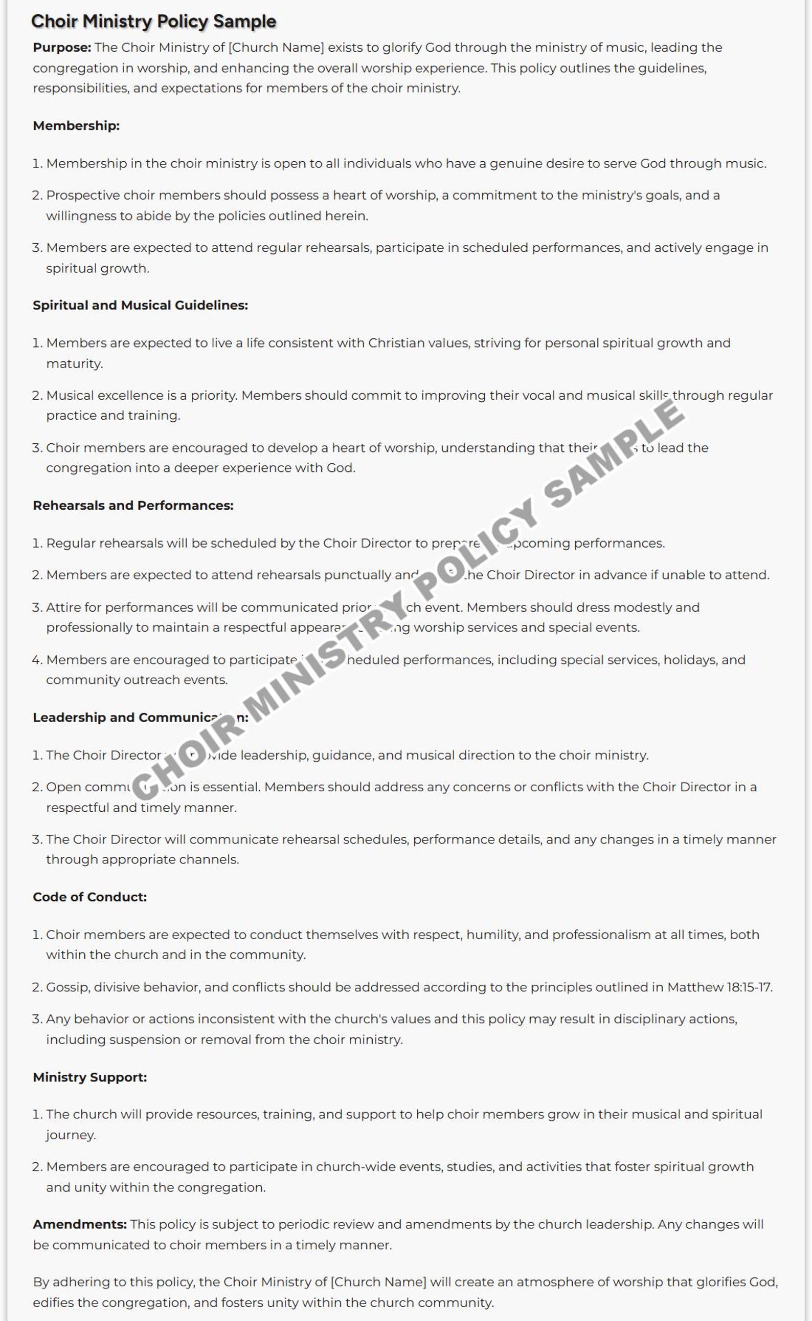 50 Church Policy Templates: Editable MS Word & PDF Download - Etsy