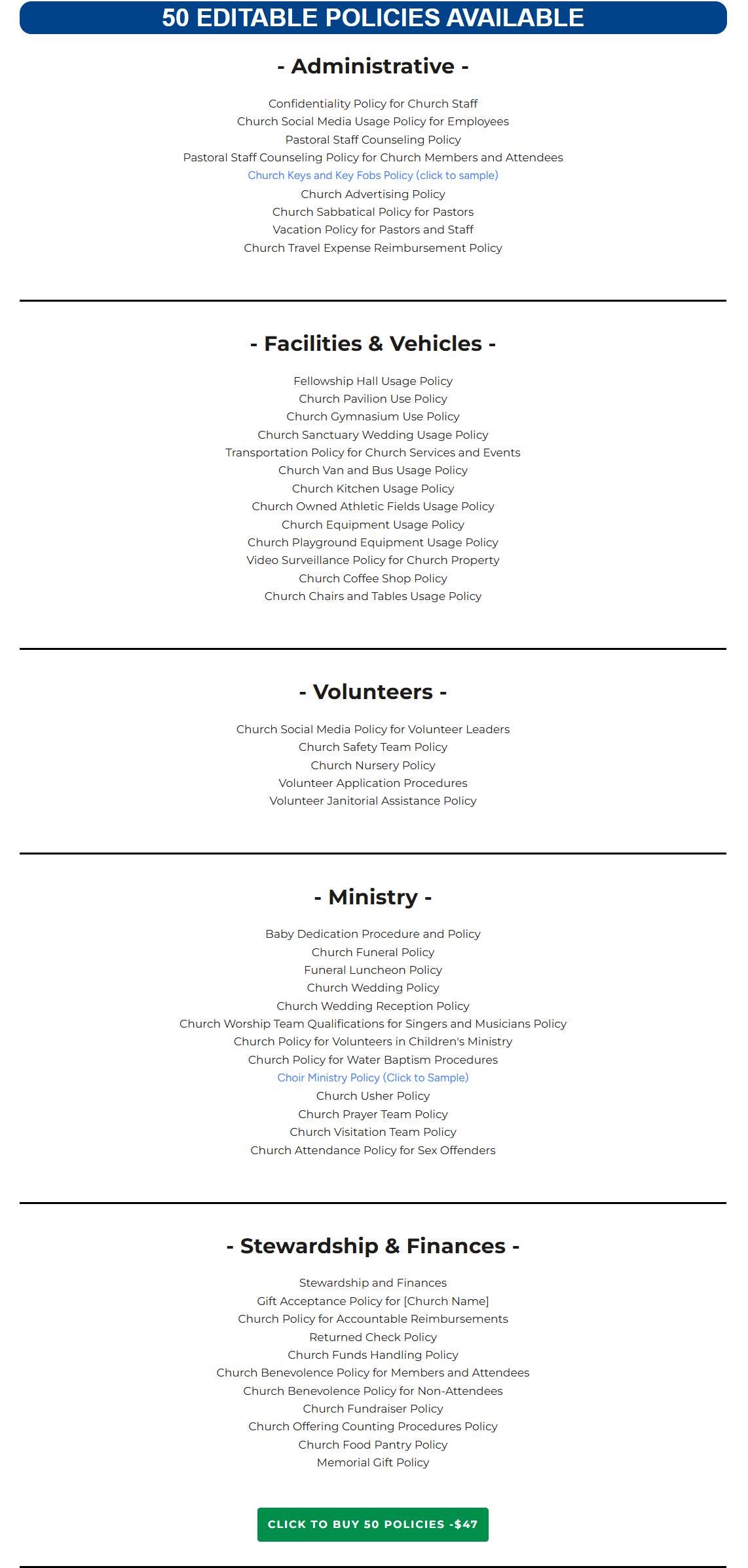 50 Church Policy Templates: Editable MS Word & PDF Download - Etsy