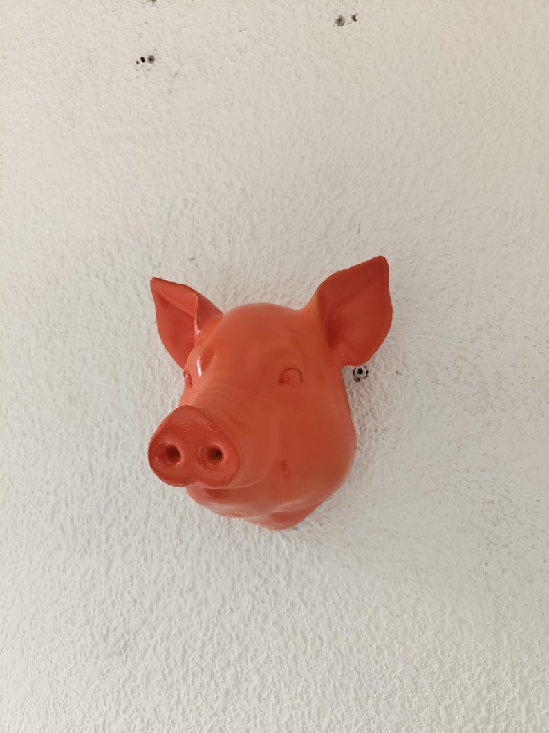 Pig Head Wall Mount 3d Printing Stl File, Farm Pets, Statue, Diorama ...
