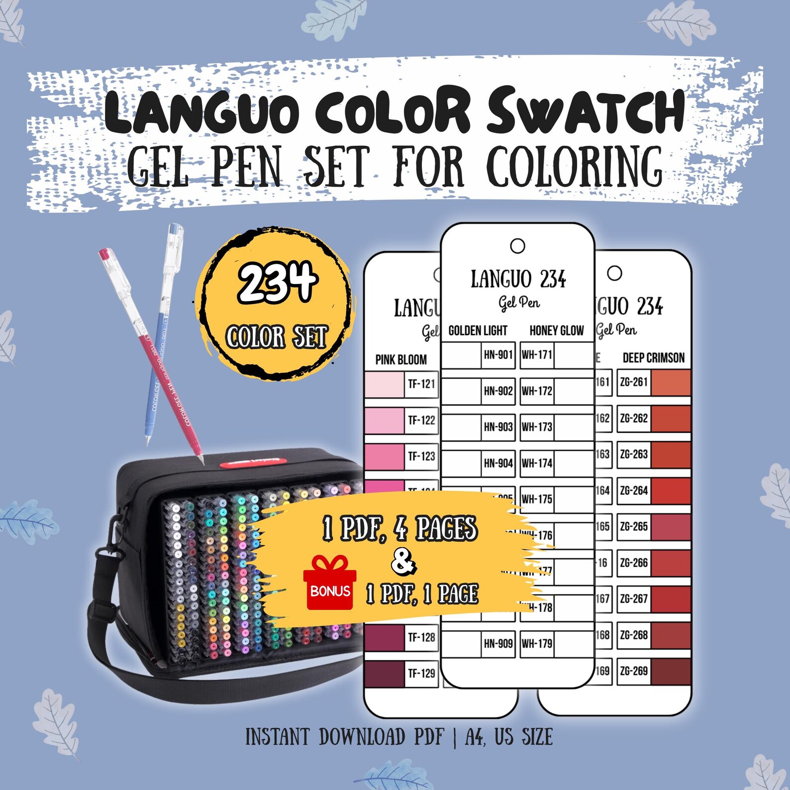 Languo 234 Gel Pen Swatch Card | Blank PDF (A4/US Letter) - Etsy