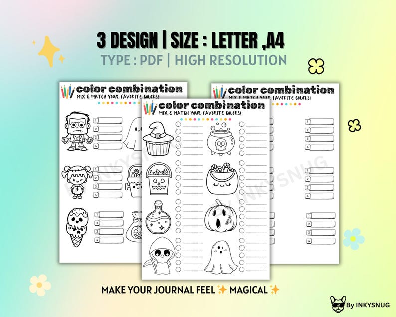 Halloween Color Palette Chart: Printable PDF Worksheet - Etsy