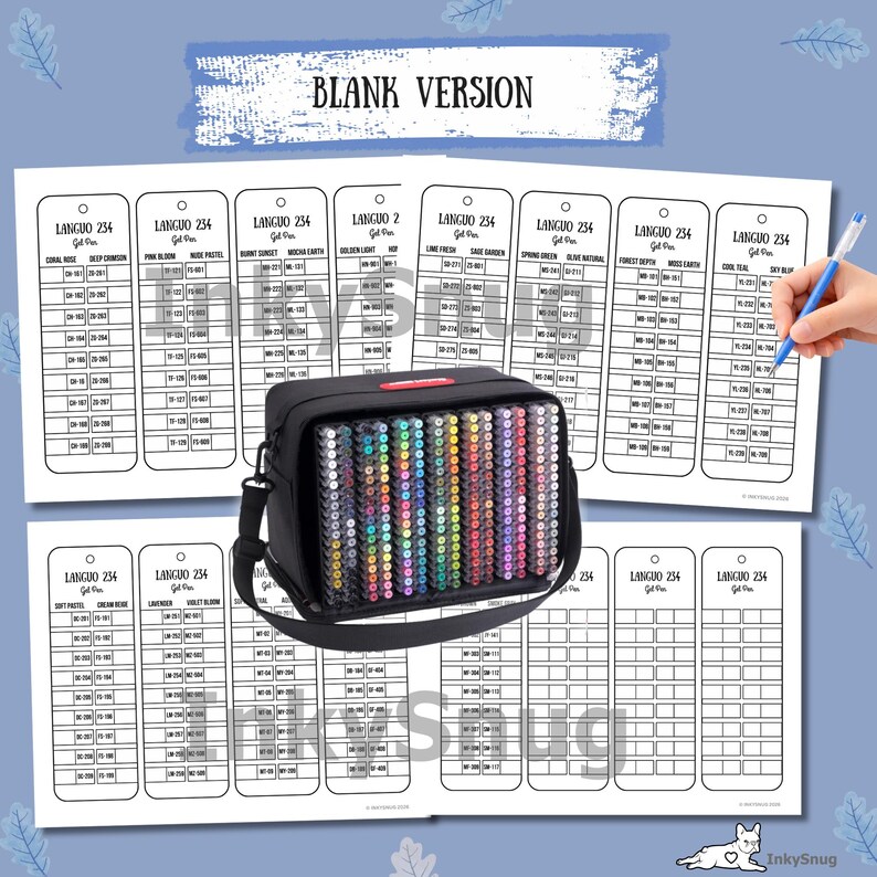 Languo 234 Gel Pen Swatch Card | Blank PDF (A4/US Letter) - Etsy