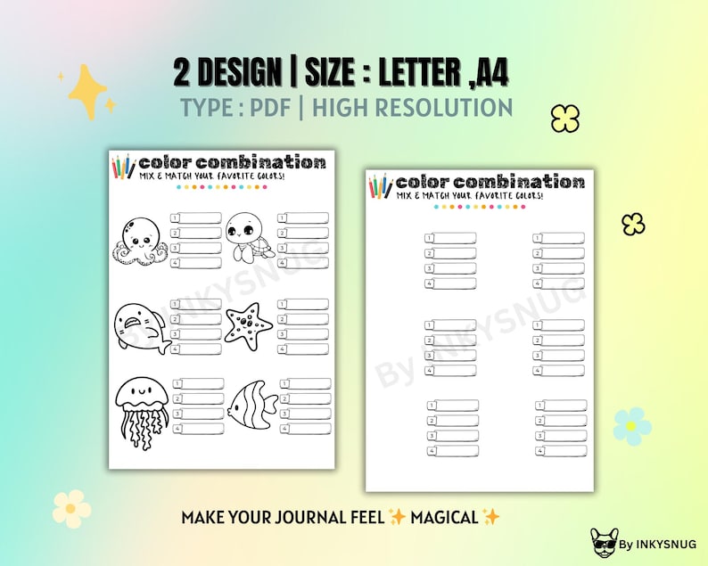Sea Color Combination Chart | Cute Ocean Palette Worksheet PDF ...