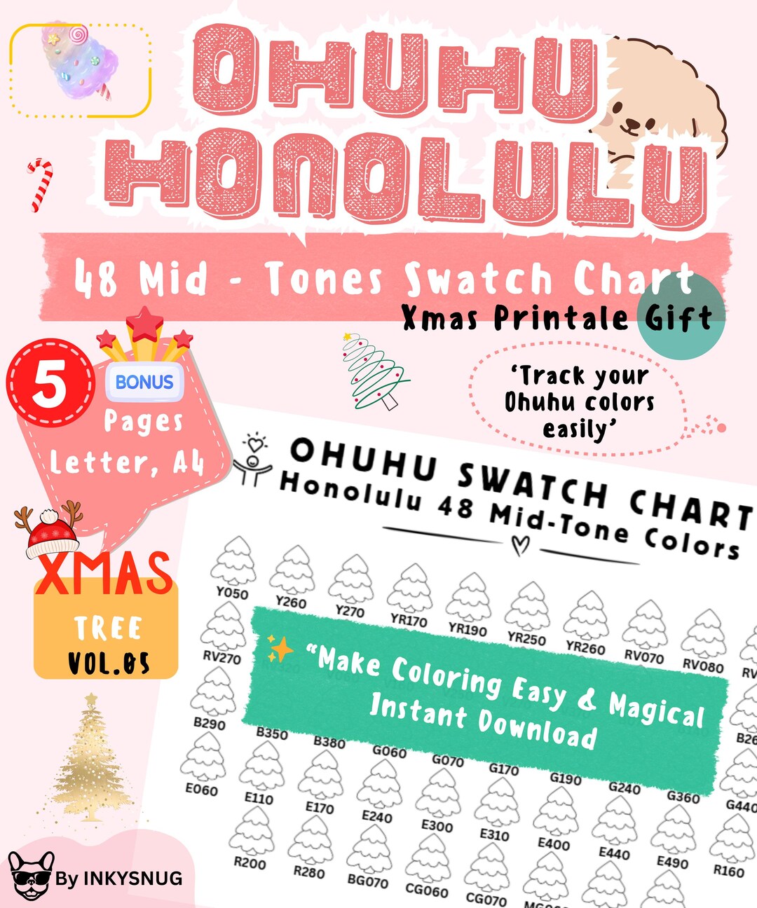 Christmas Tree Swatch Chart for Ohuhu 48 Mid-tone Markers (PDF) - Etsy