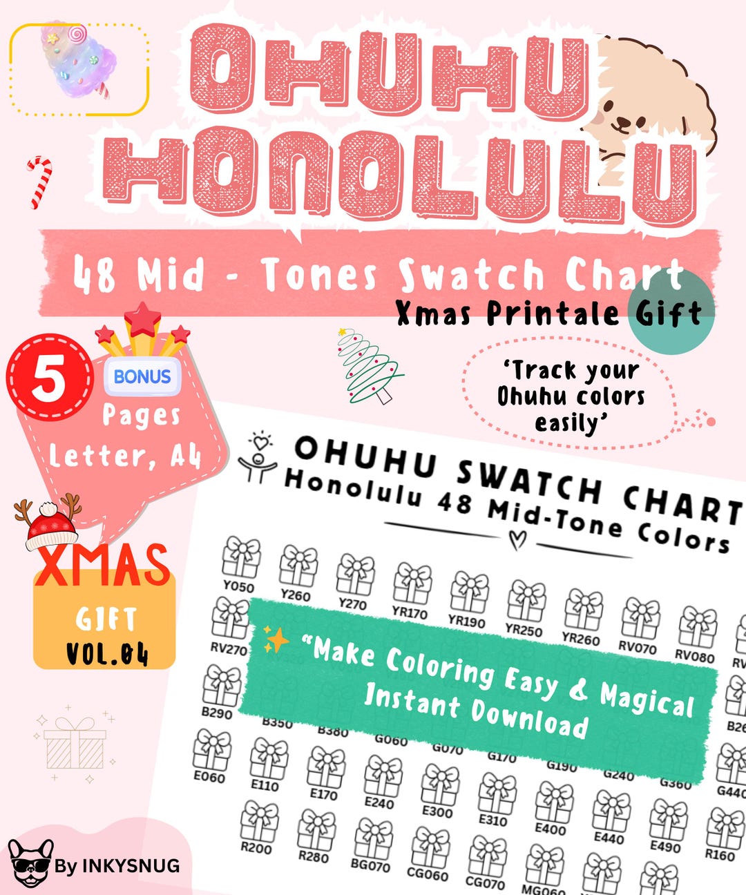 Ohuhu Swatch Chart Printable – 48 Mid Tone Colors | Xmas Gift for ...