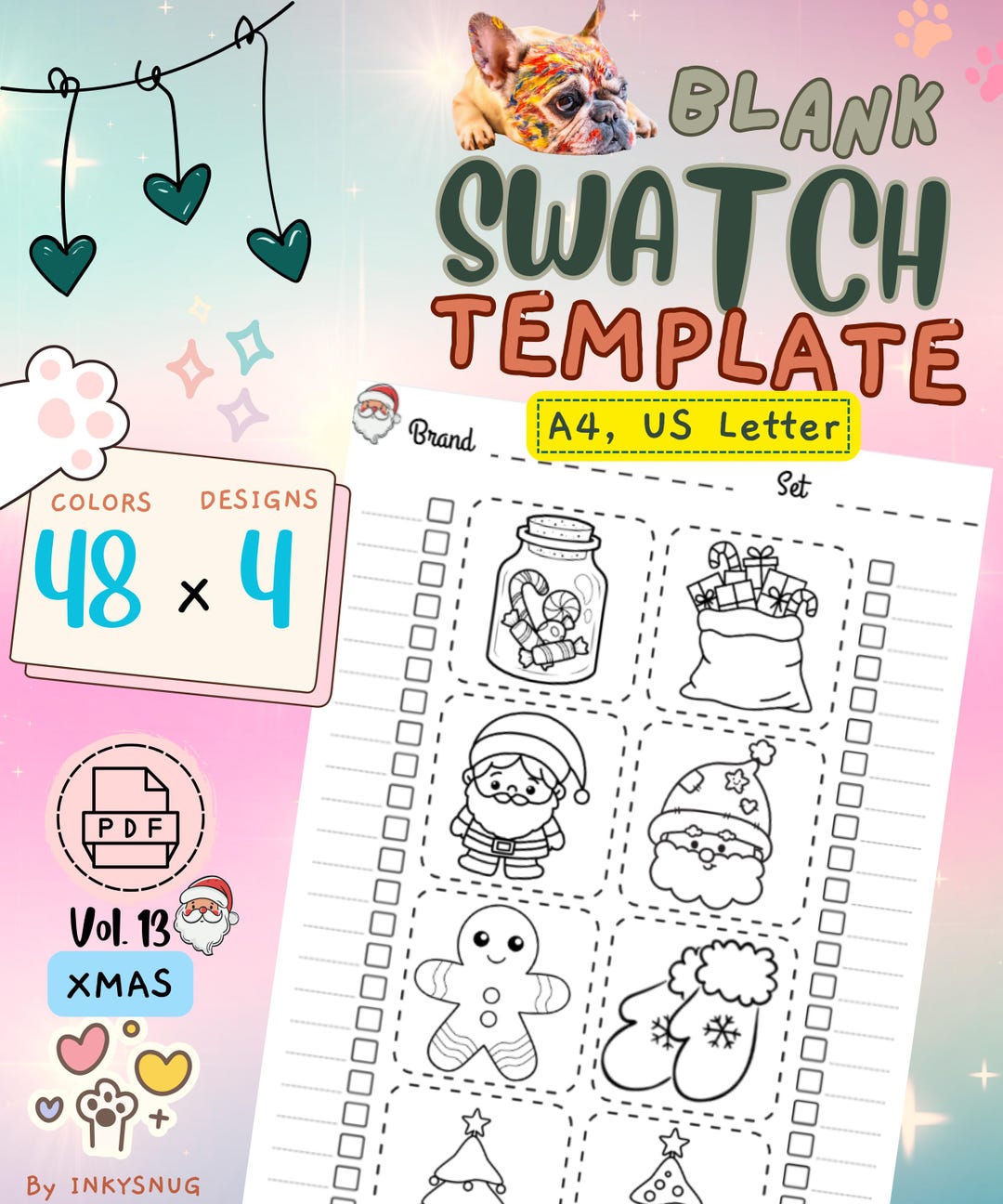 Christmas Swatch Template: Holiday Color Chart for Markers (PDF) - Etsy