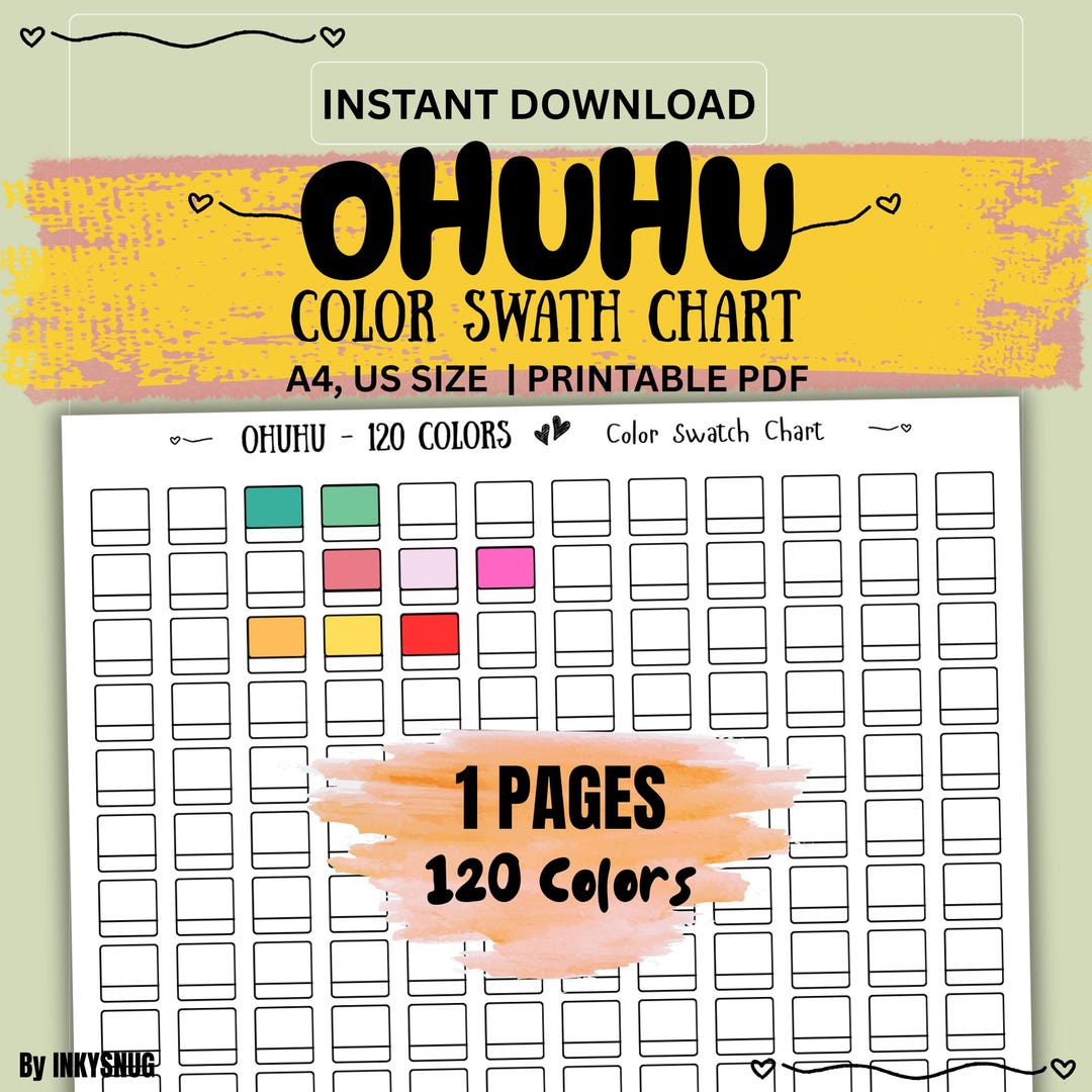 Color Swatch Chart : Ohuhu 120 Marker Color Swatch Chart | Printable ...