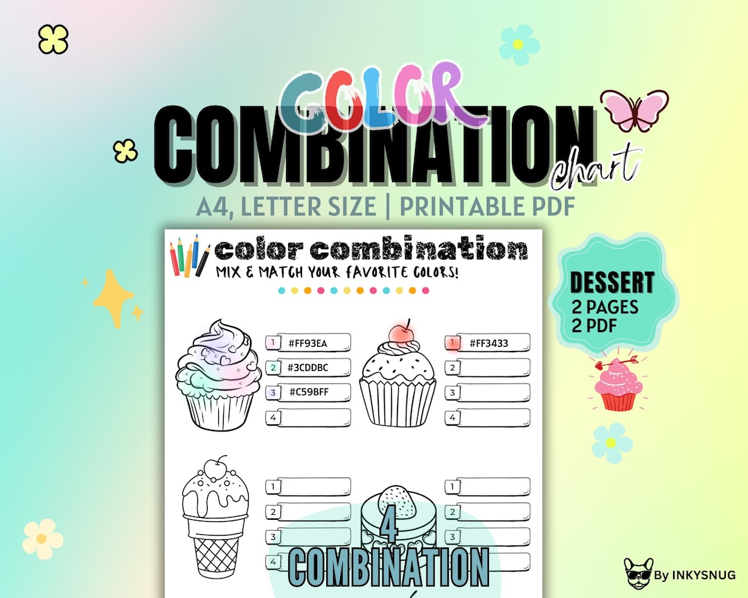 Dessert Color Combination Chart | Printable PDF Palette Worksheet | A4 ...