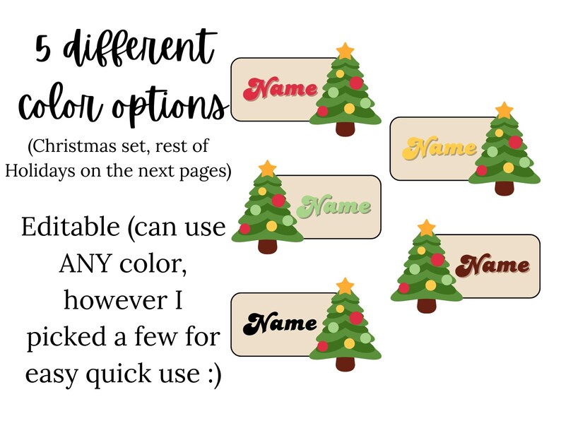 Holiday Cubby Tags Bundle | Editable Canva | Christmas Tree, Menorah ...