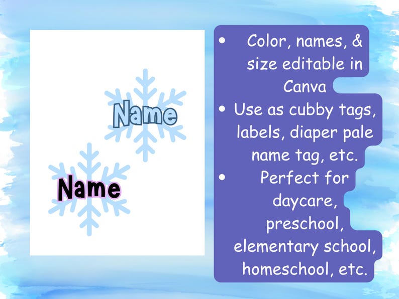 Snowflake Cubby Tags | Winter Classroom Name Labels | 6 Colors ...
