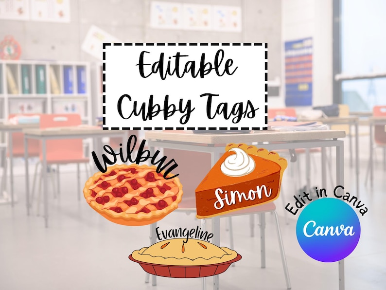 Editable Pie Cubby Tag Bundle | Apple, Pumpkin & Cherry Pies | Fall ...