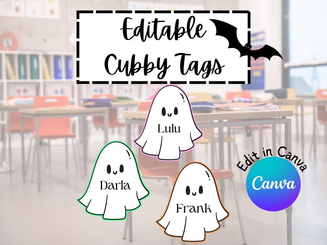 Editable Ghost Cubby Tags | Halloween Classroom Labels | Printable Name ...