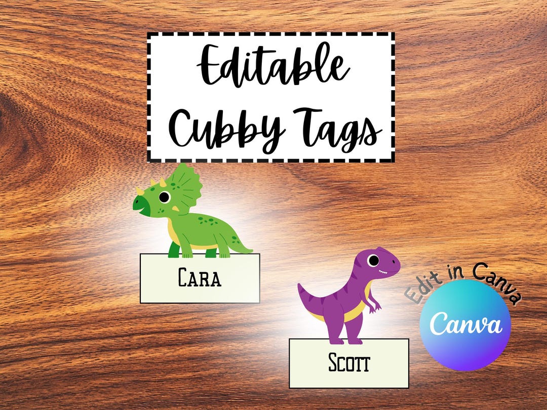 Dinosaur Cubby Tags | Editable Classroom Name Labels | 4 Dinosaur ...